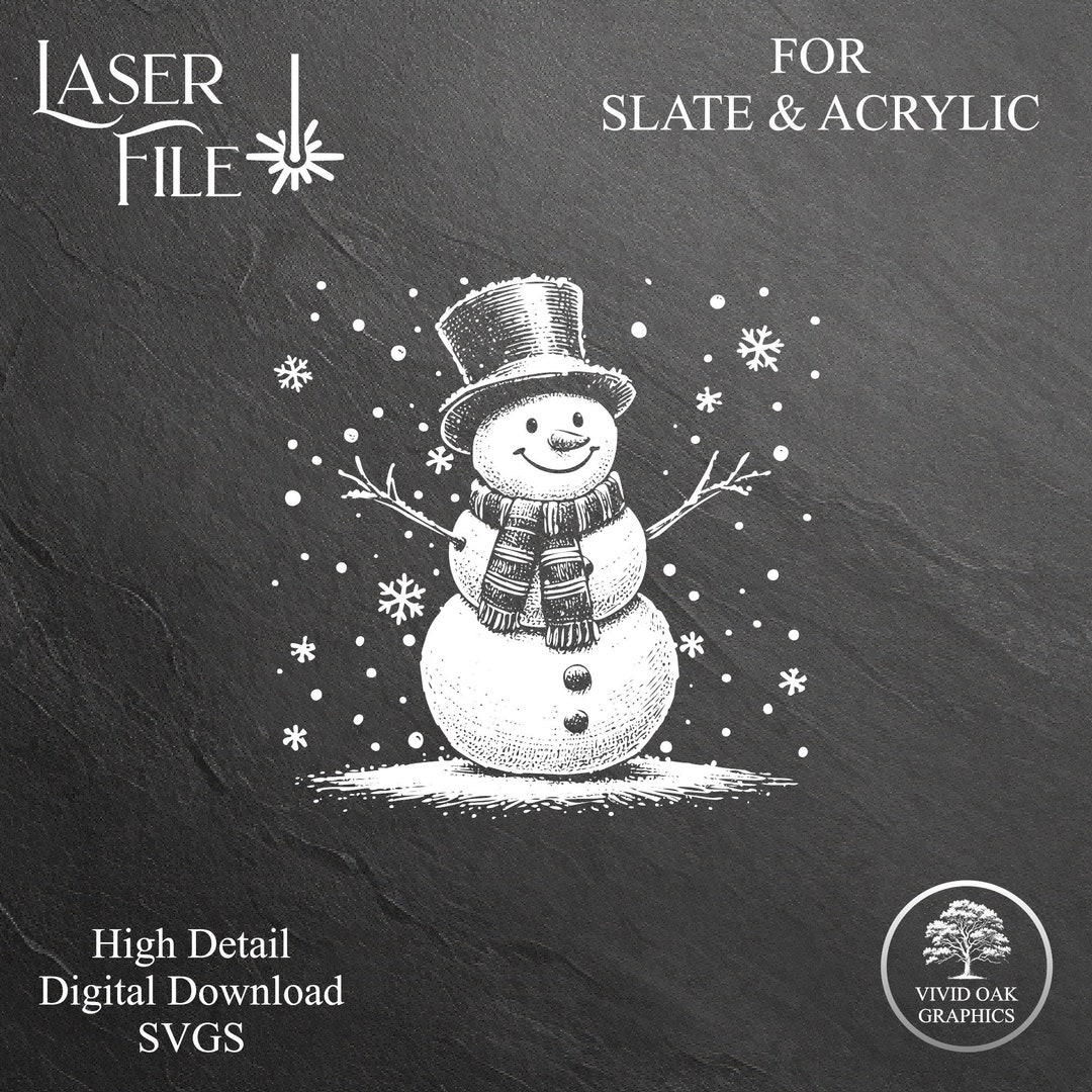 Snowman 3 - Engrave Files, SVG, Instant Digital Download Files for Engraving Slate Coasters ...