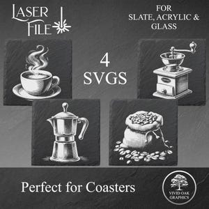 Coffee SVG Laser Engrave Files: Slate, Acrylic, Glass (digital Download ...