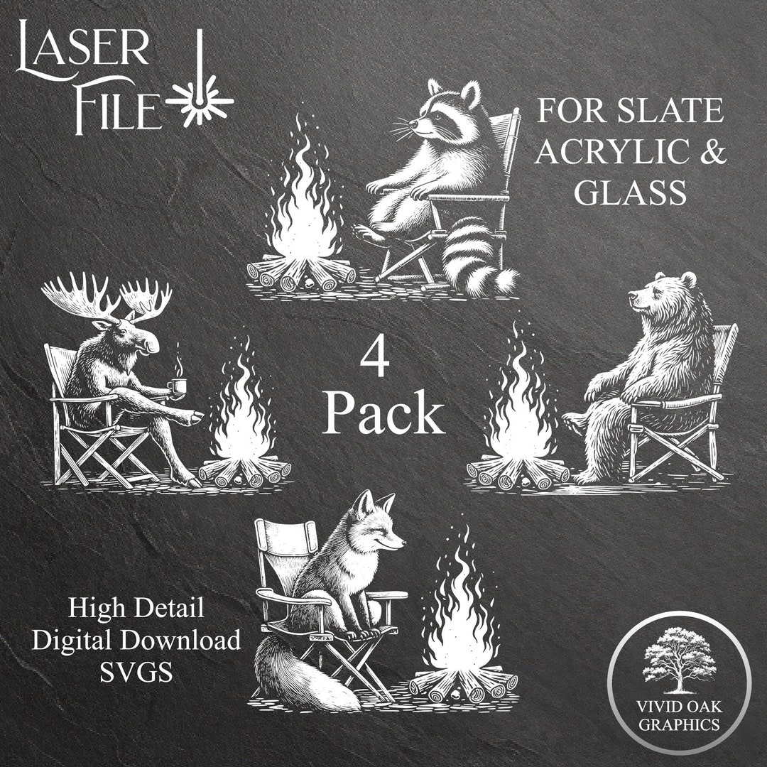 Campfire Critters SVG Bundle | Laser Engraving Files | Slate Coasters ...