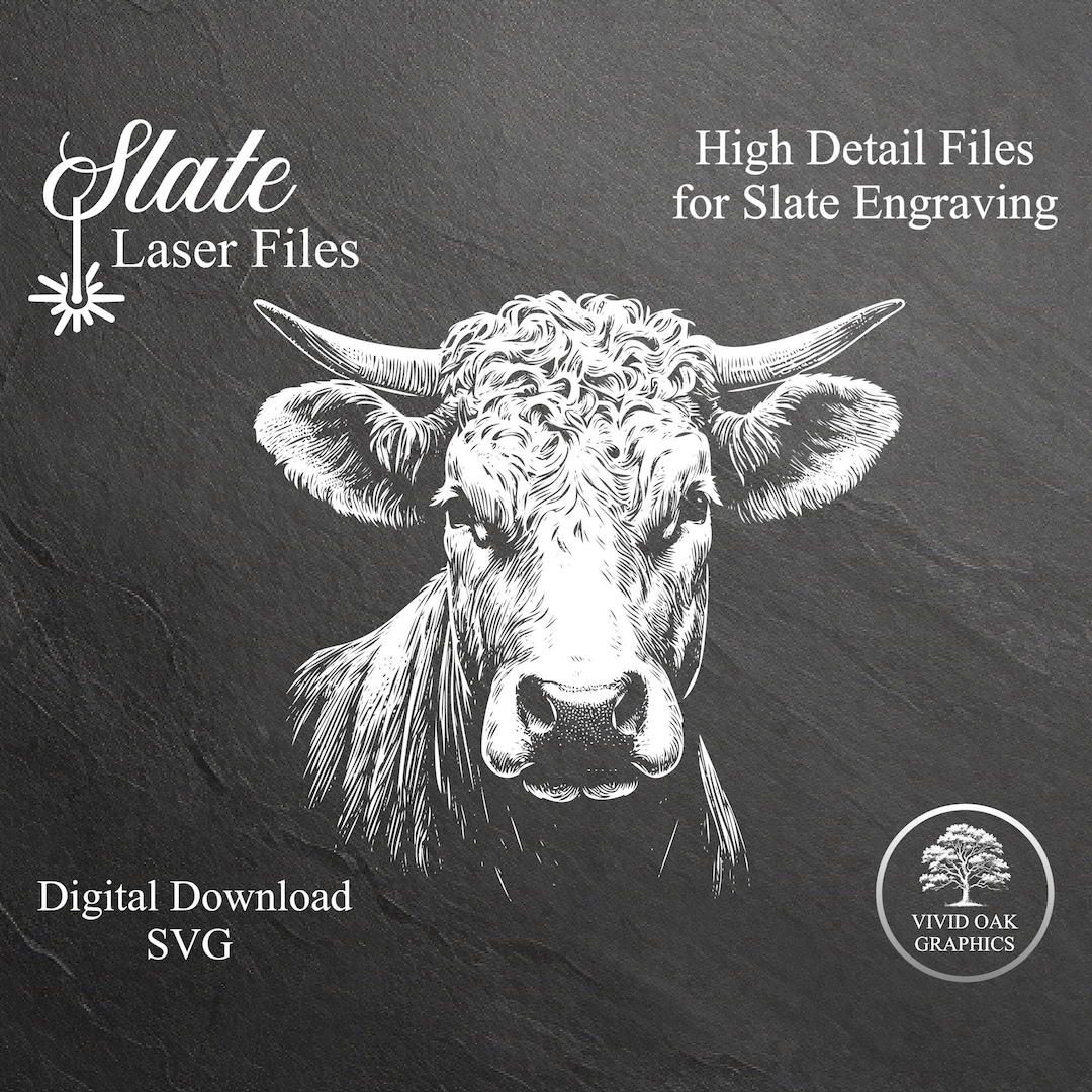 Cow 1- SLATE Engrave File, SVG, Instant Digital Download Files for ...