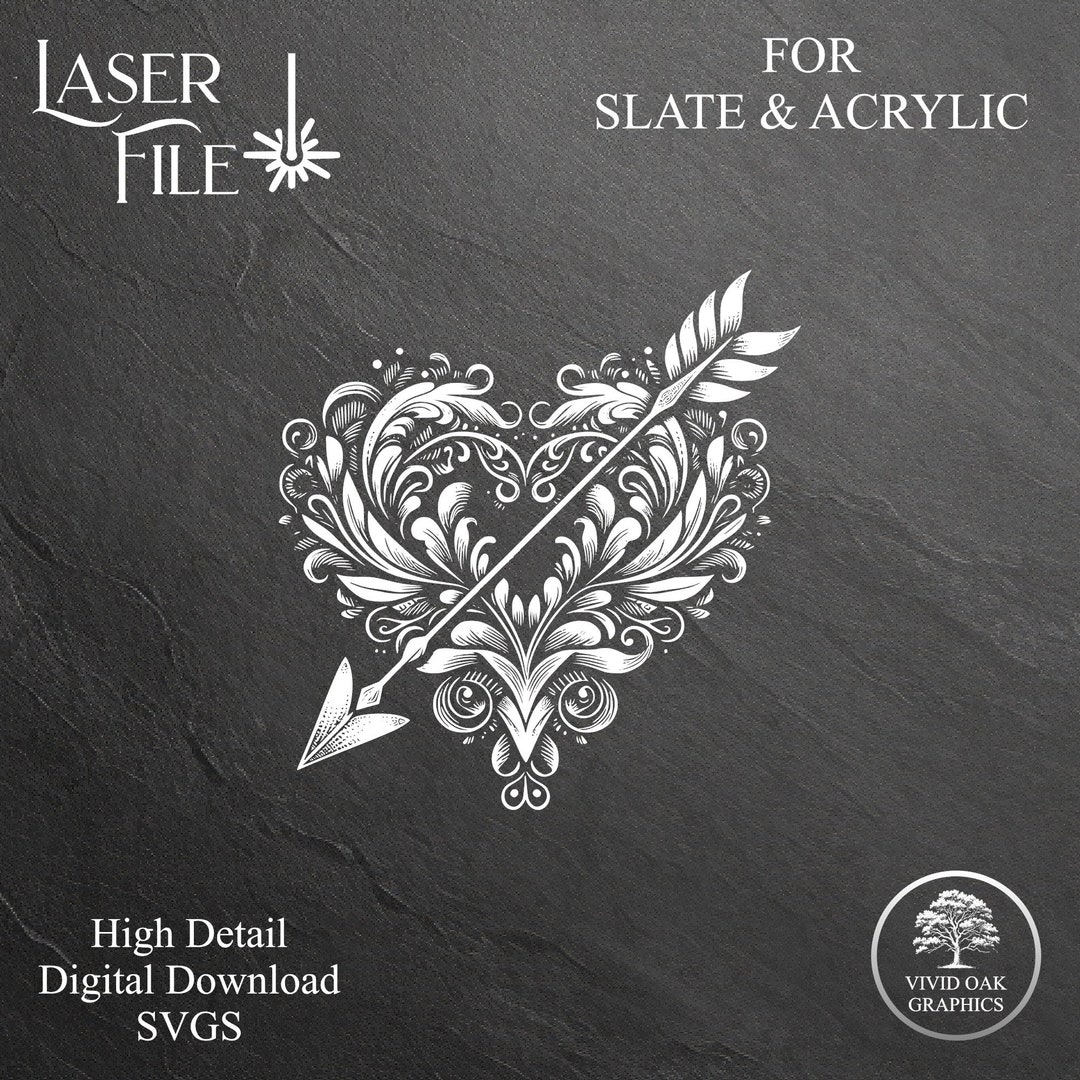 Arrow Heart- High Detail Engrave File SVG, Digital Download Files for ...