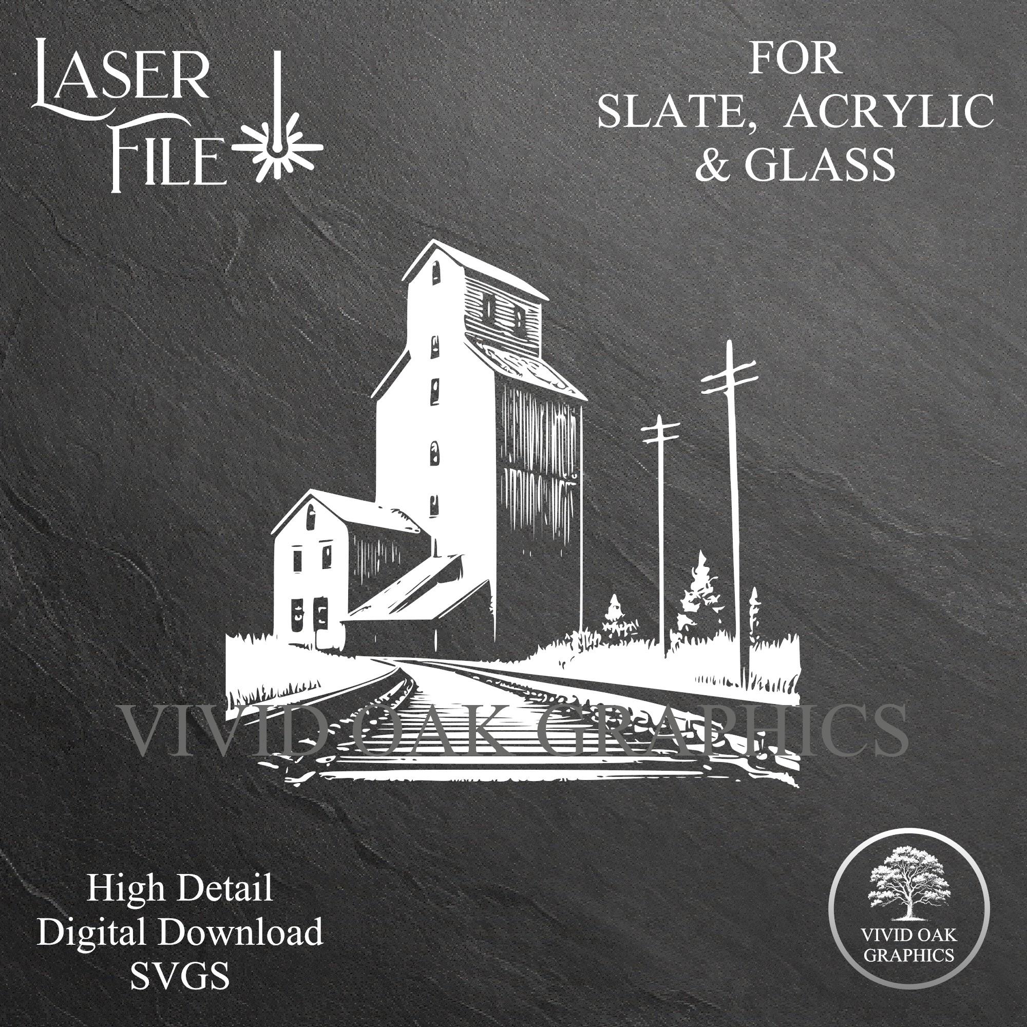Grain Elevator SVG Laser File Bundle: Slate, Acrylic, Glass (digital ...