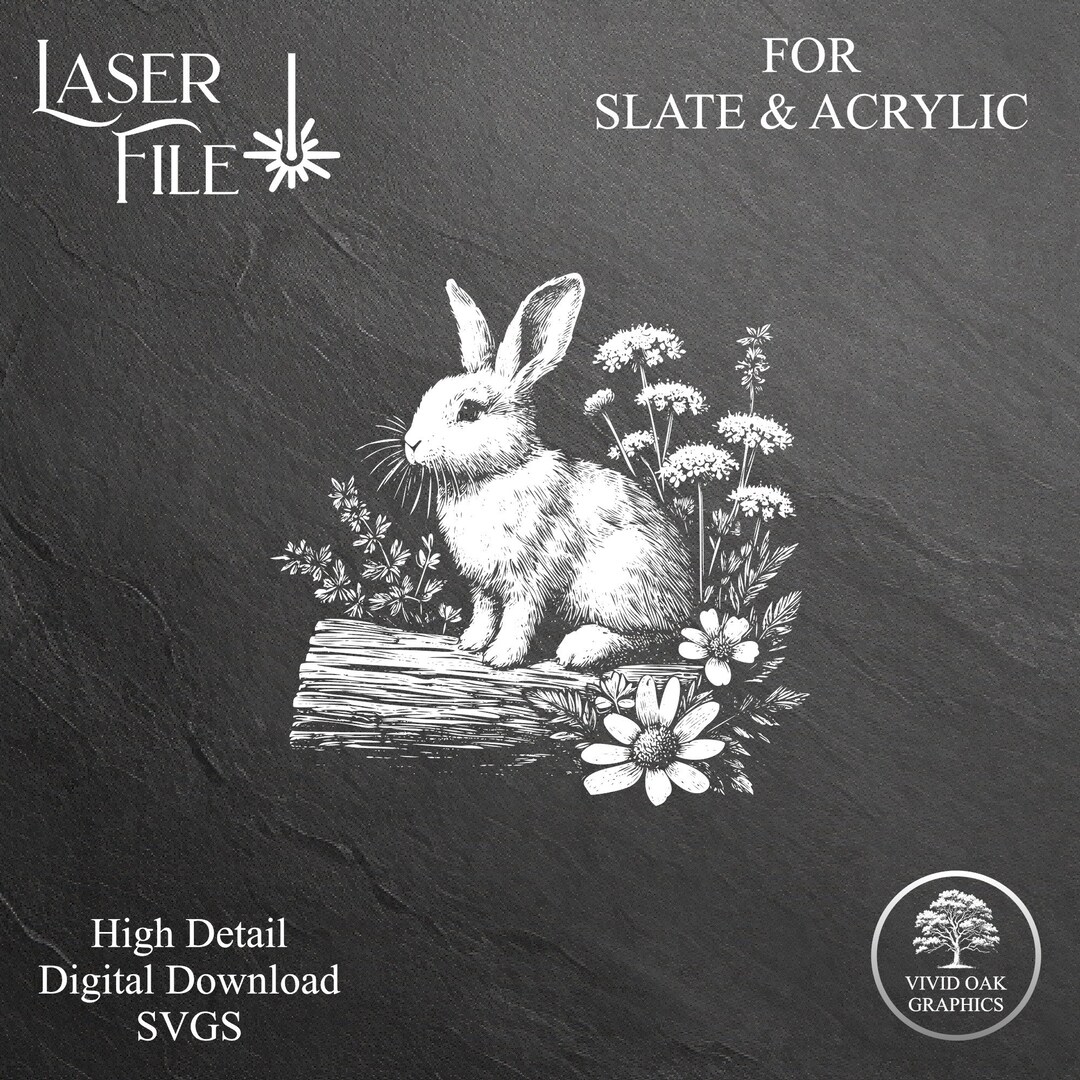 Wildflower Rabbit 4 - Engrave Files, SVG, Instant Digital Download ...