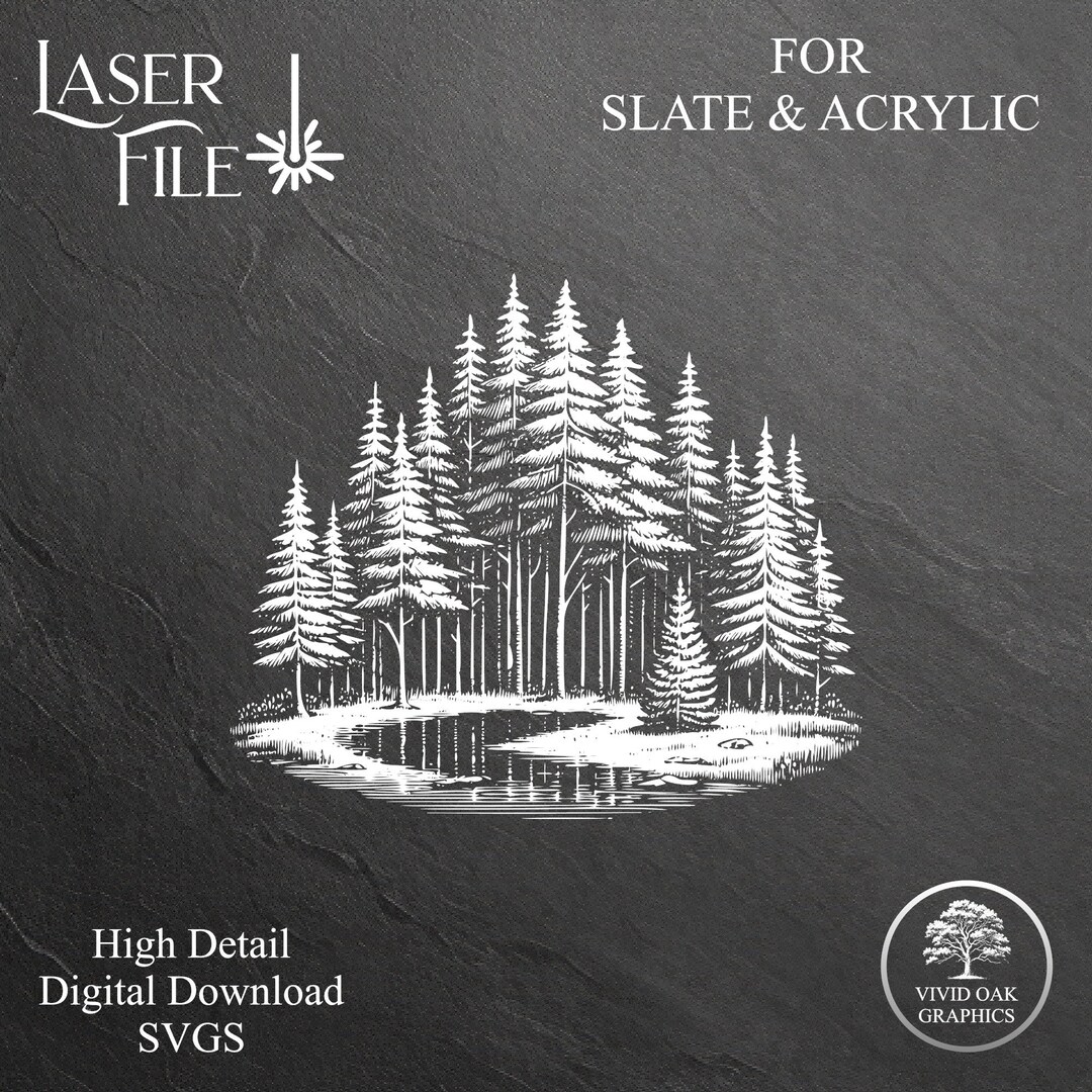 Forest Pond 4 - Engrave Files, SVG, Instant Digital Download Files for ...