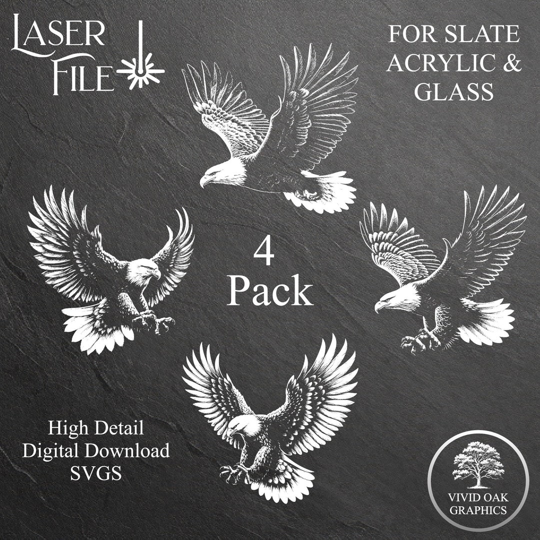 Eagle SVG Laser Engrave Files: Slate, Acrylic, Glass (digital Download ...