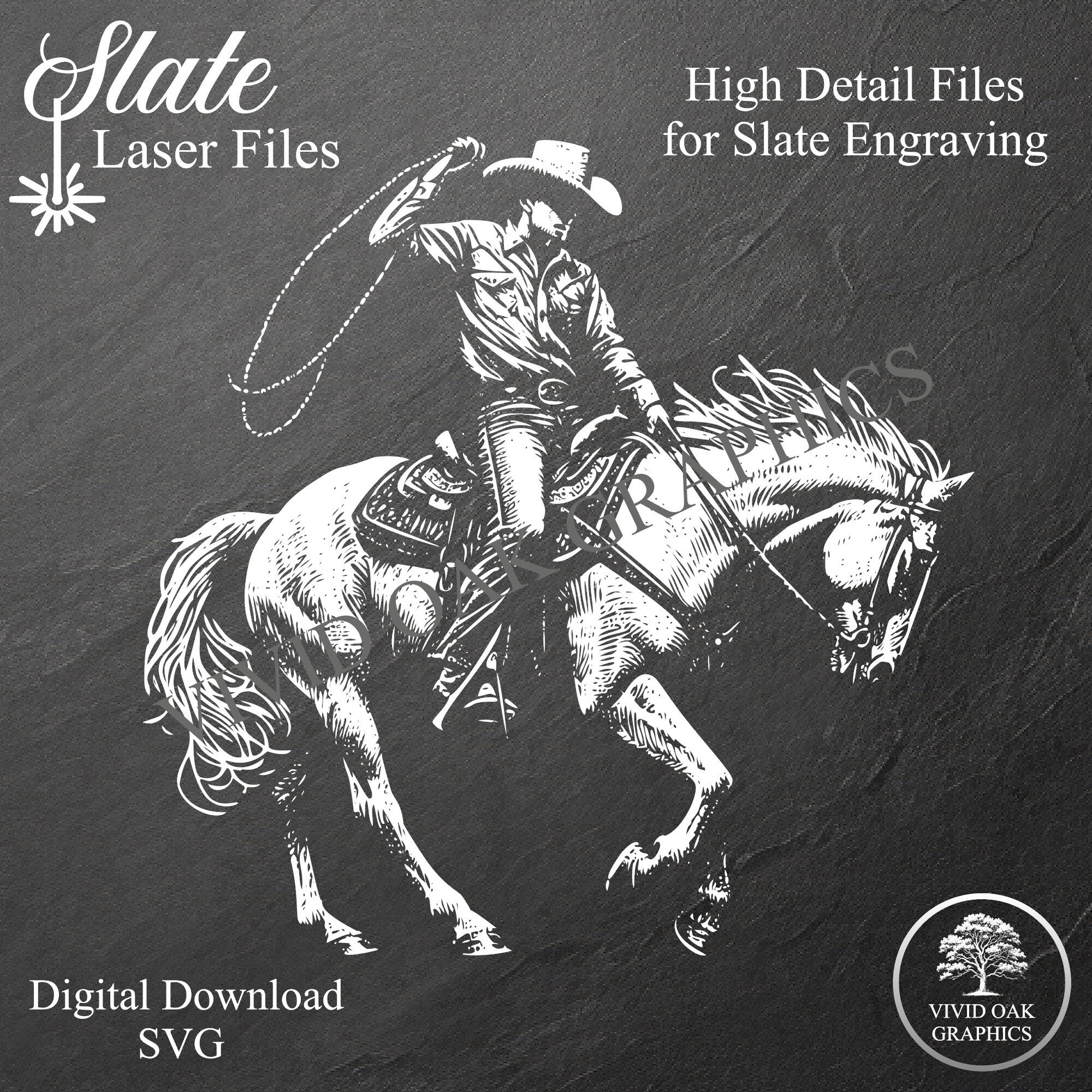 Cowboy Slate Engraving File: Western SVG for Laser Cutting (digital ...