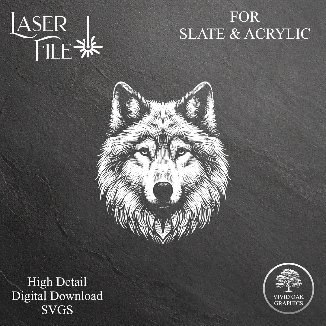 Wolf Engraving SVG File: Slate & Acrylic Laser Design (digital Download ...