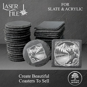 Slate Bear Coaster 4 Engrave Files, SVG, Instant Digital Download Files ...