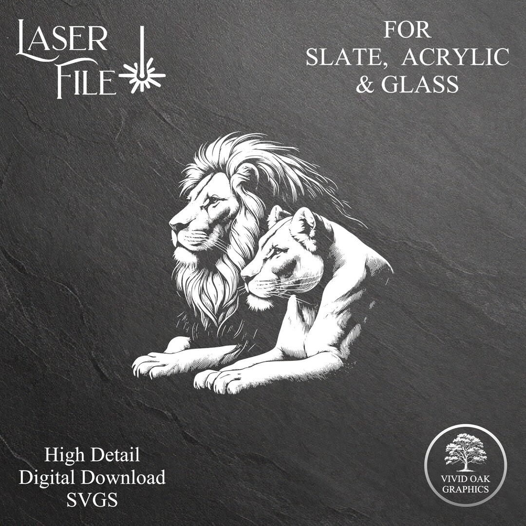 Slate Lion Couple 3 - Engrave Files, SVG, Instant Digital Download ...