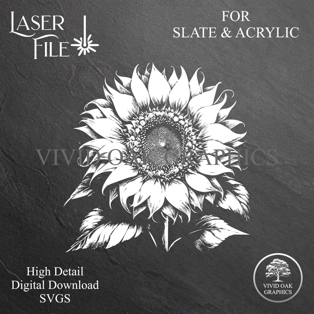 Sunflower 3 - Engrave File SVG for Slate, Acrylic & Glass. Digital ...
