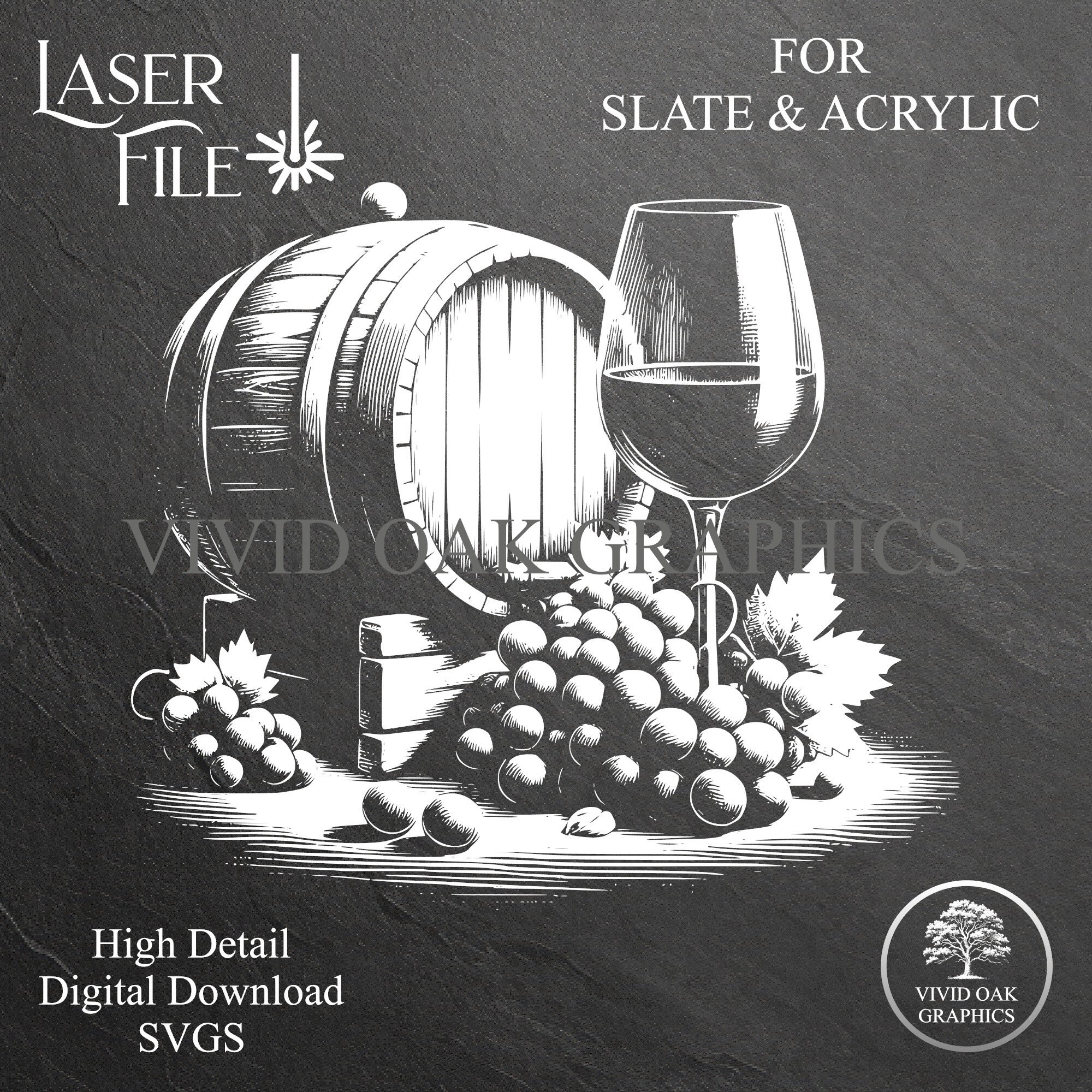 Wine Glasses SVG Laser Engrave Files: Slate, Acrylic, Glass (digital ...