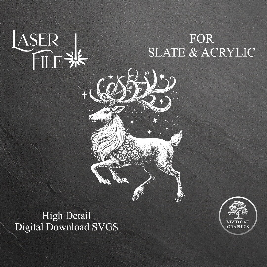 Reindeer - Engrave File SVG, for Slate & Acrylic, Christmas Digital ...