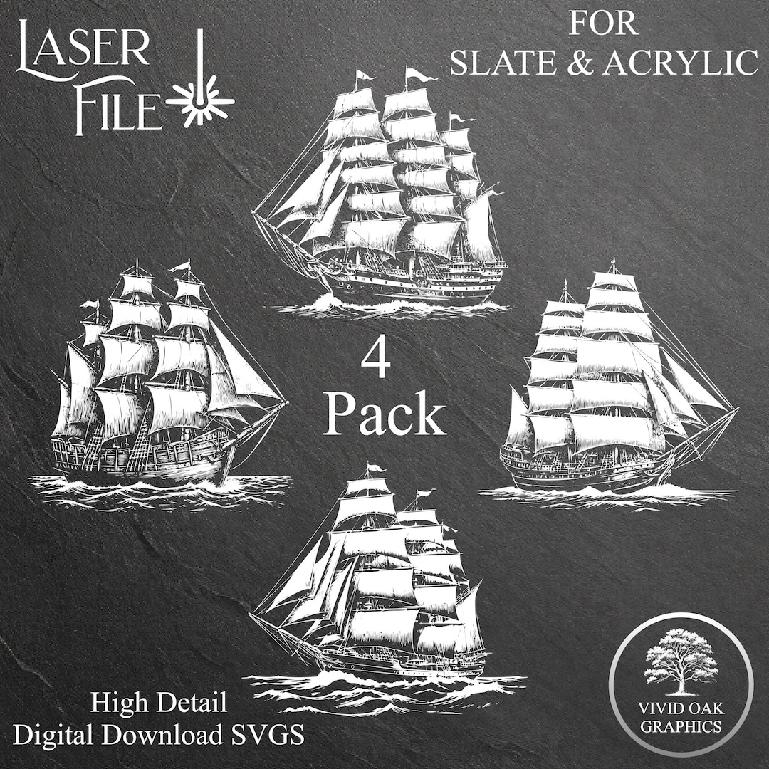 Ship Bundle 4 SLATE Engrave Files SVG Instant Digital - Etsy