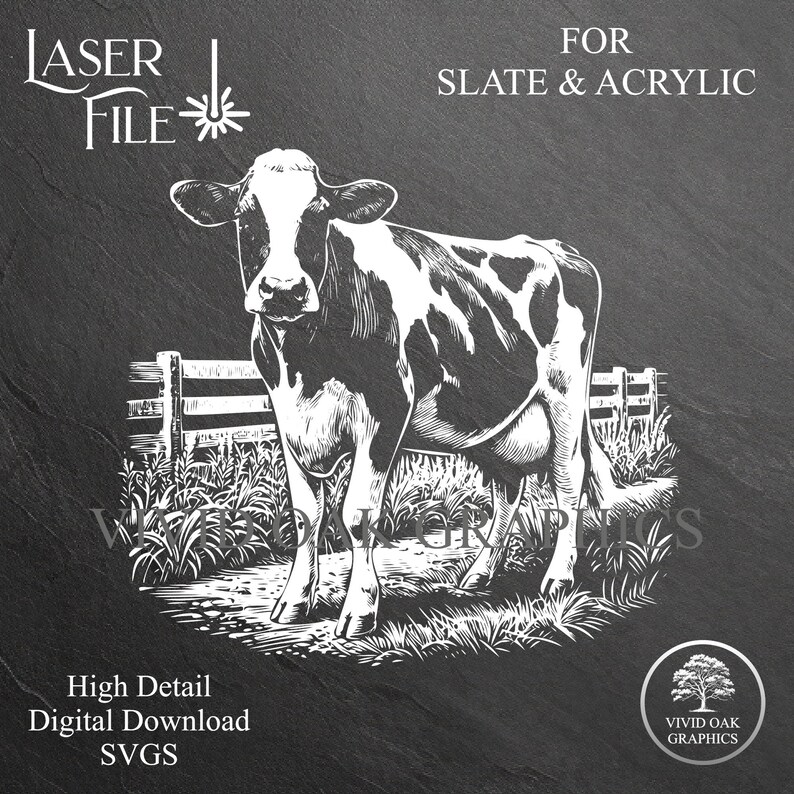 Holstein Cow, SVG Bundle, Laser Engrave Files for Slate, Acrylic, Glass ...