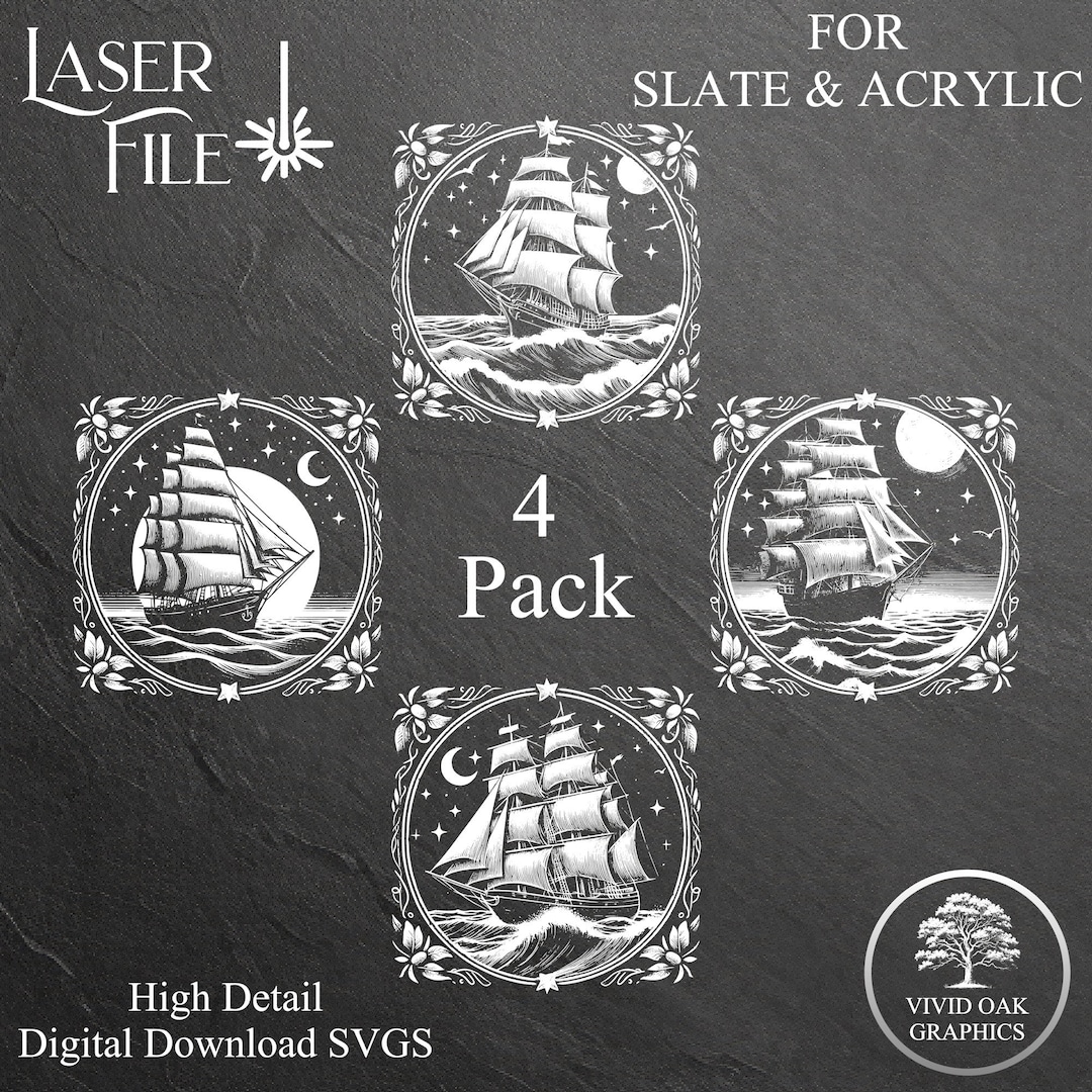 Ship Bundle - 4 SLATE Engrave Files, SVG Instant Digital Download Files ...