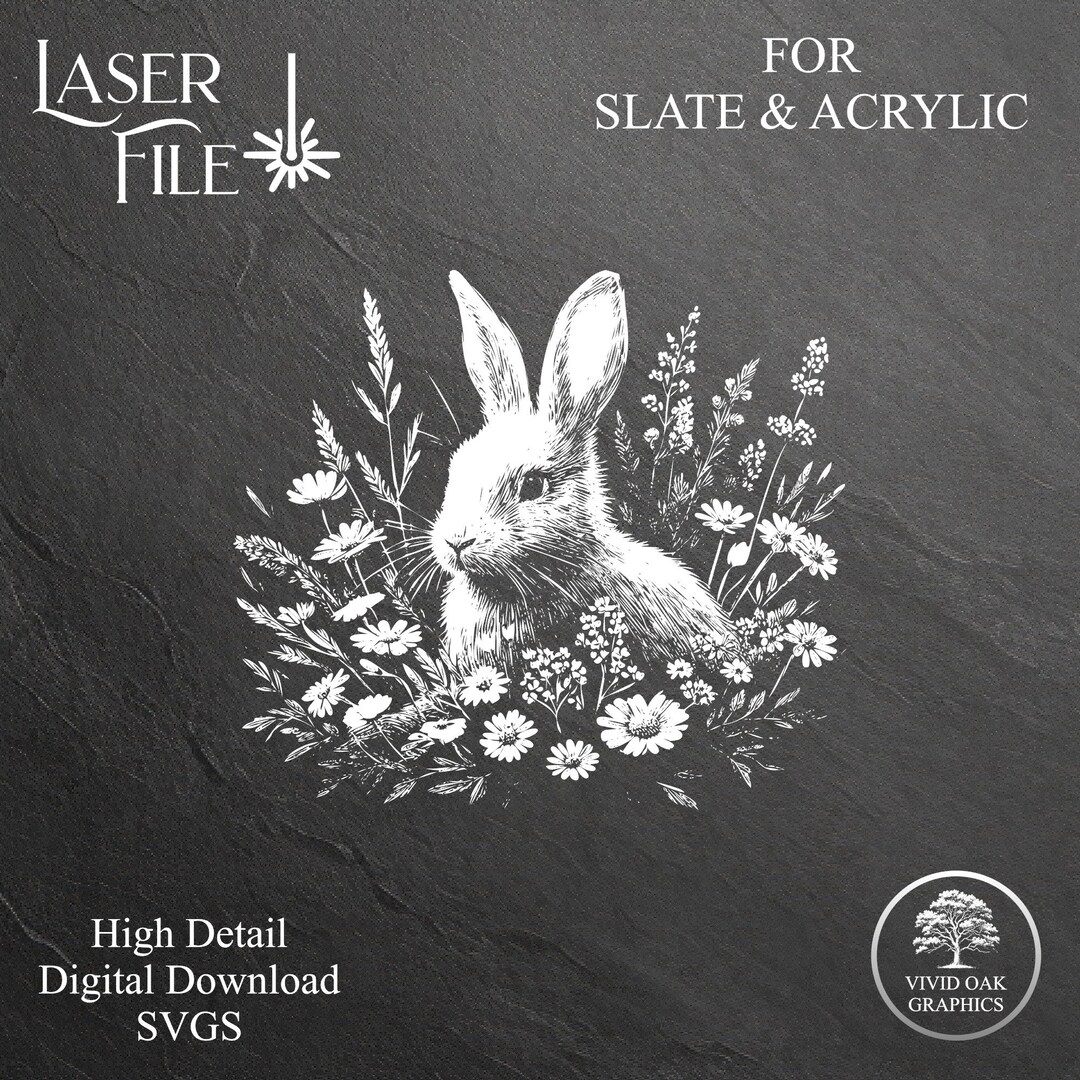 Wildflower Rabbit 2 - Engrave Files, SVG, Instant Digital Download ...