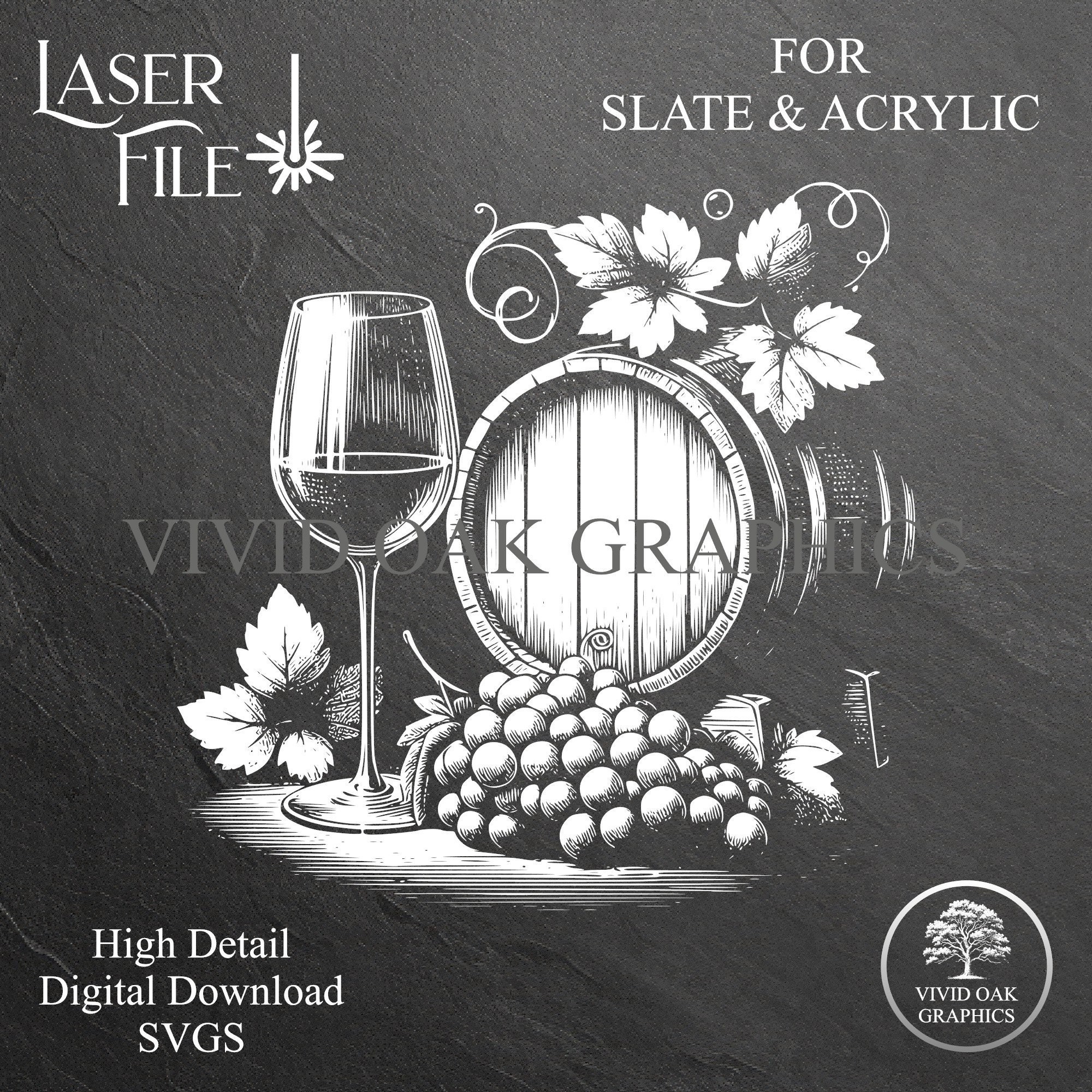 Wine Glasses SVG Laser Engrave Files: Slate, Acrylic, Glass (digital ...