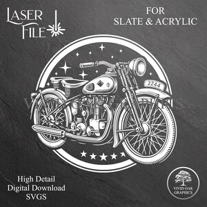 Vintage Motorcycle Bundle - 4 SLATE Engrave Files, SVG Instant Digital ...