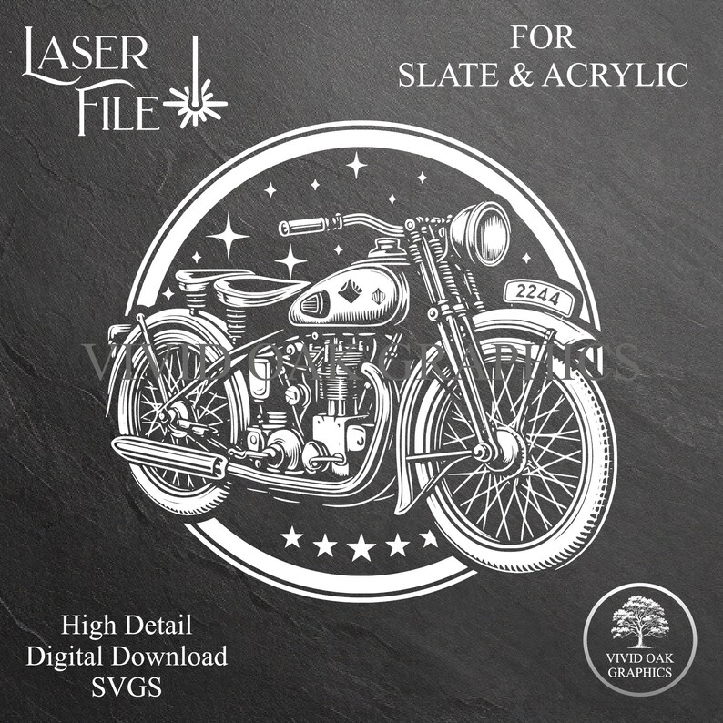 Vintage Motorcycle SVG Bundle – Slate, Acrylic & Glass Engraving ...