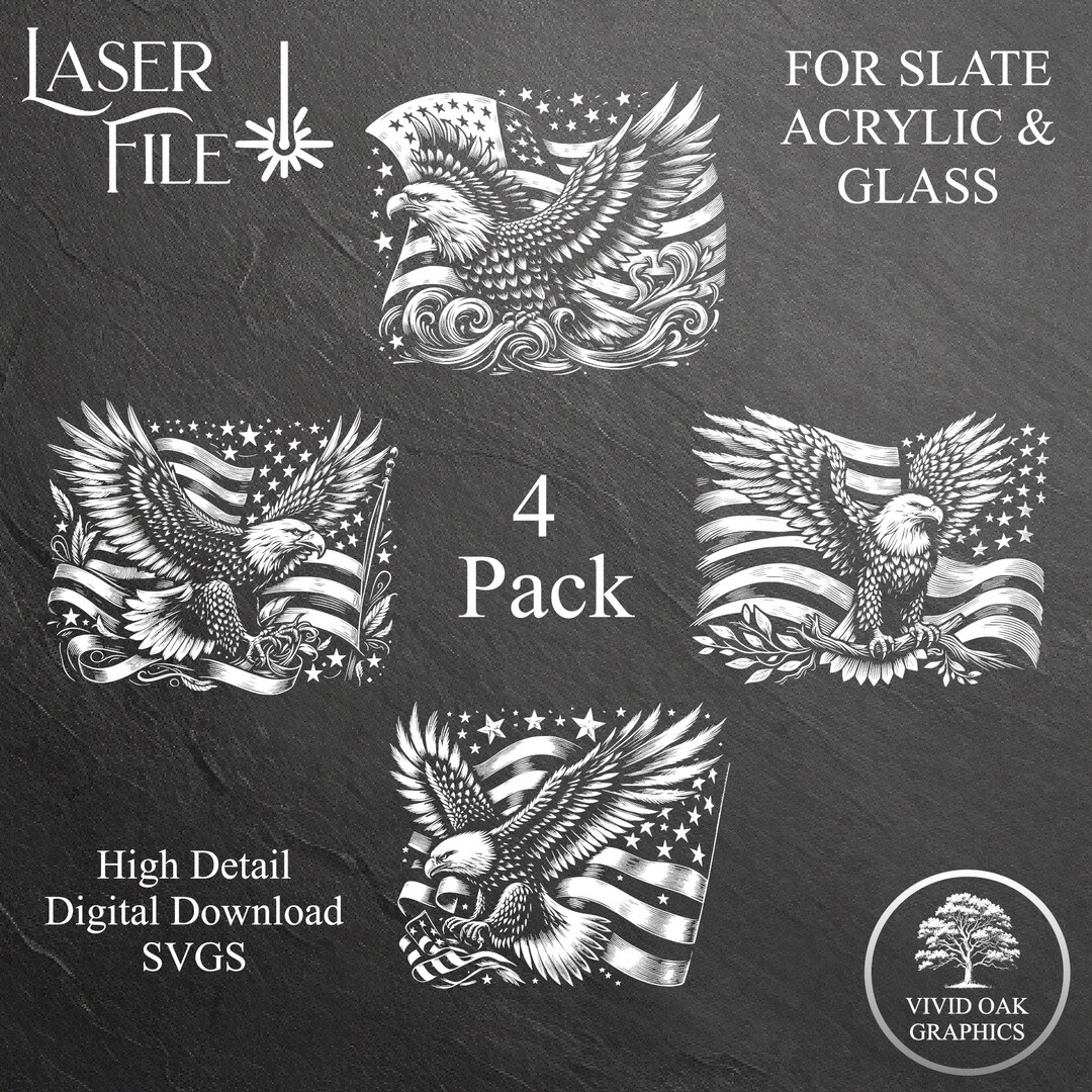 American Eagle Flag SVG Laser Files: Slate, Acrylic, Glass (digital ...