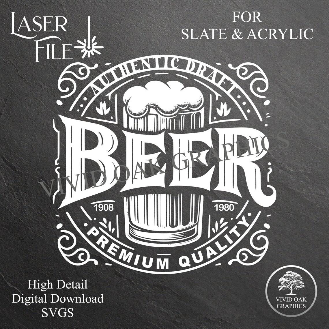 Beer SVG File: Slate, Acrylic & Glass Engraving (digital Download) - Etsy