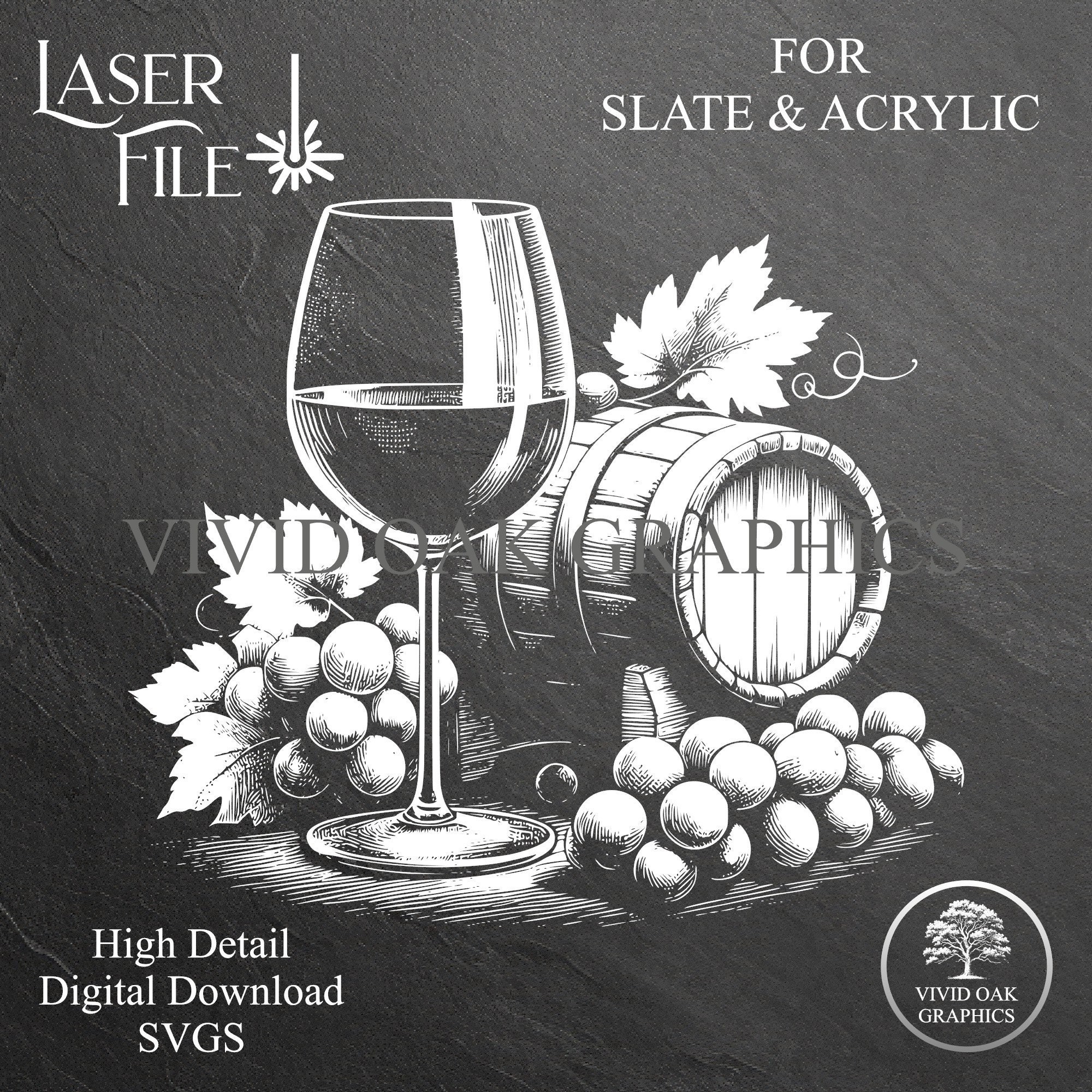 Wine Glasses SVG Laser Engrave Files: Slate, Acrylic, Glass (digital ...
