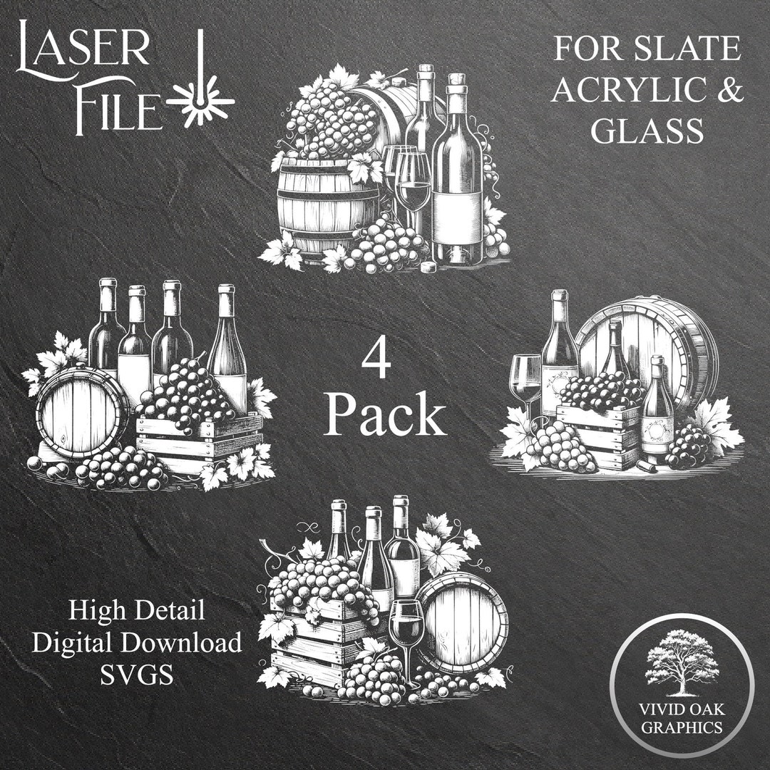 Tuscany Wine SVG Laser Engrave Files: Slate, Acrylic, Glass (digital ...