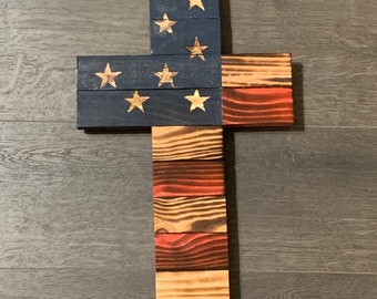 Wooden Cross American Flag - Etsy