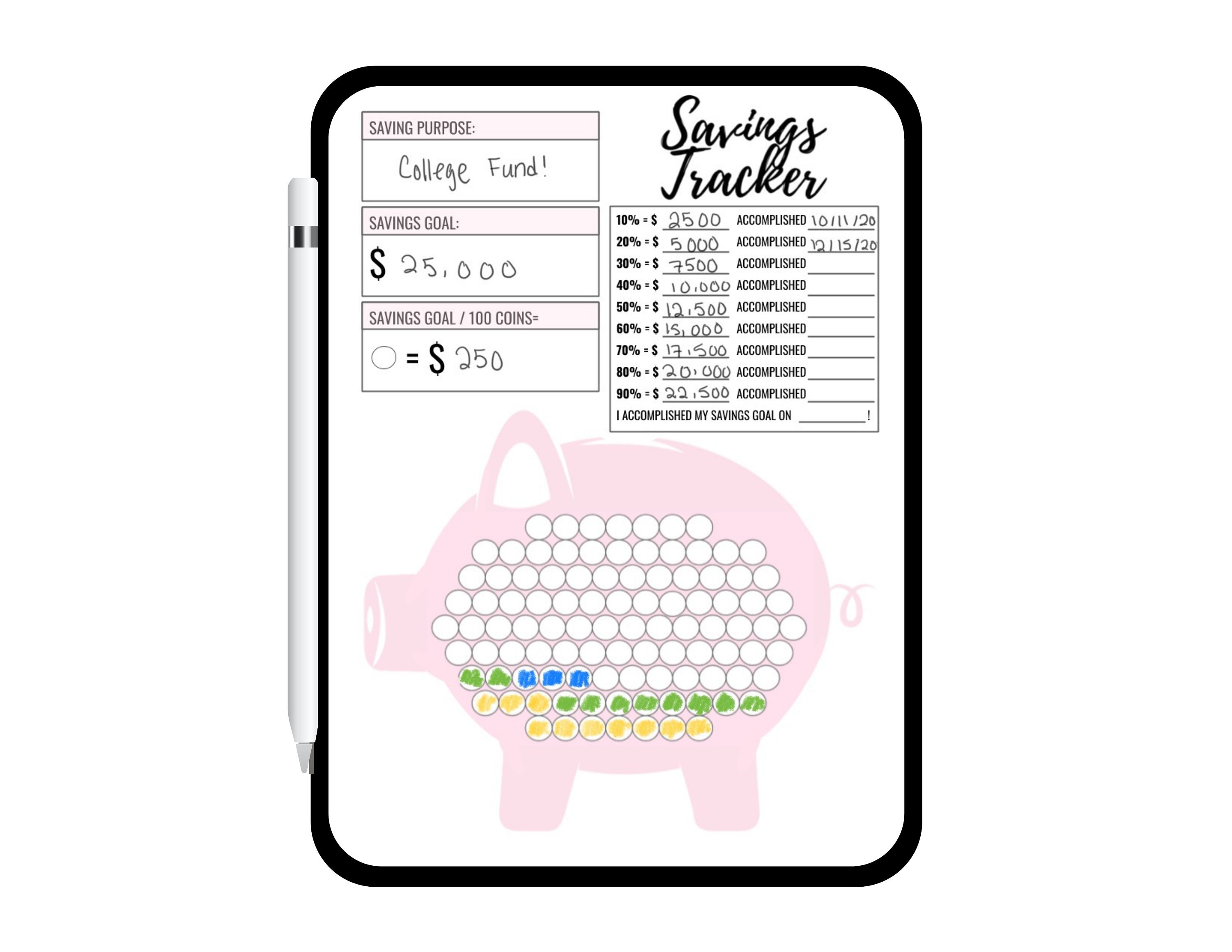 Pink Savings Goal Tracker Piggy Bank Printable/digital - Etsy
