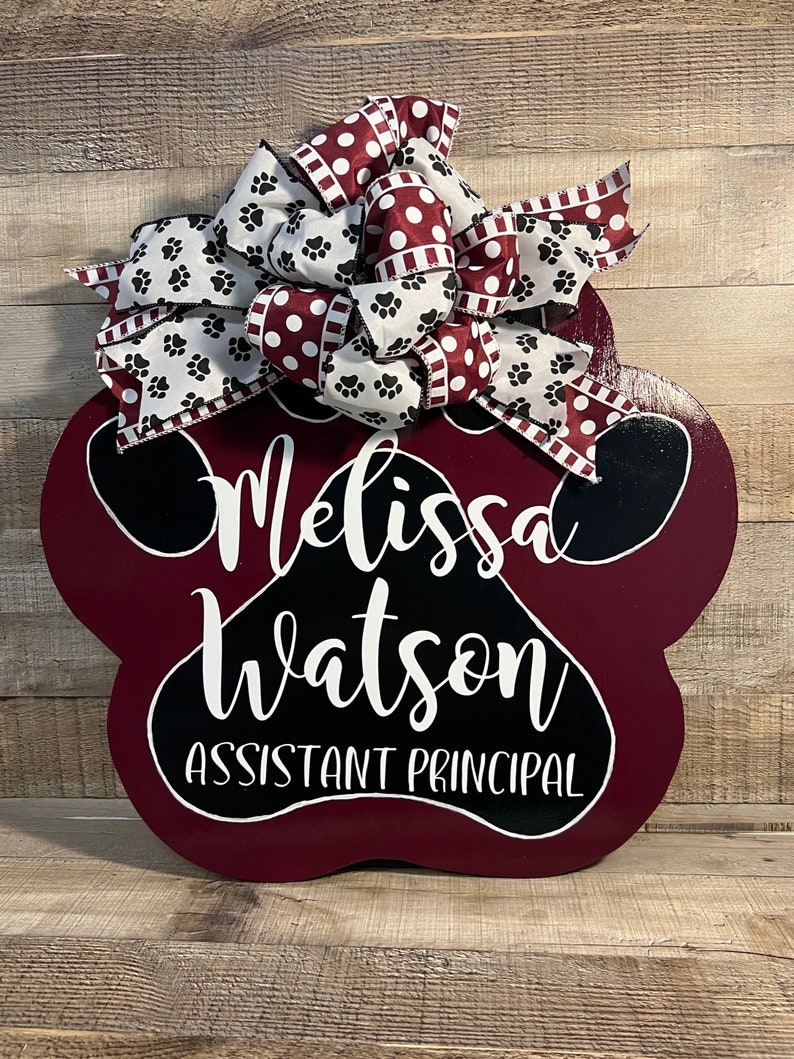 Paw Print Bulldog Door Hanger - Etsy