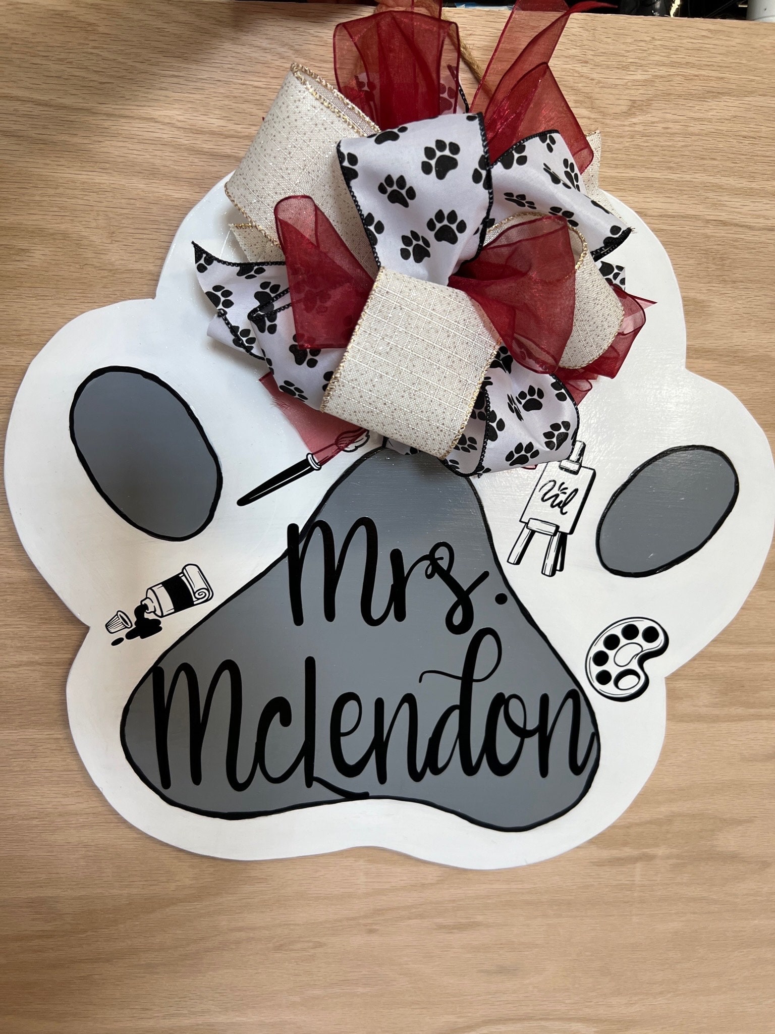 Paw Print Bulldog Door Hanger - Etsy