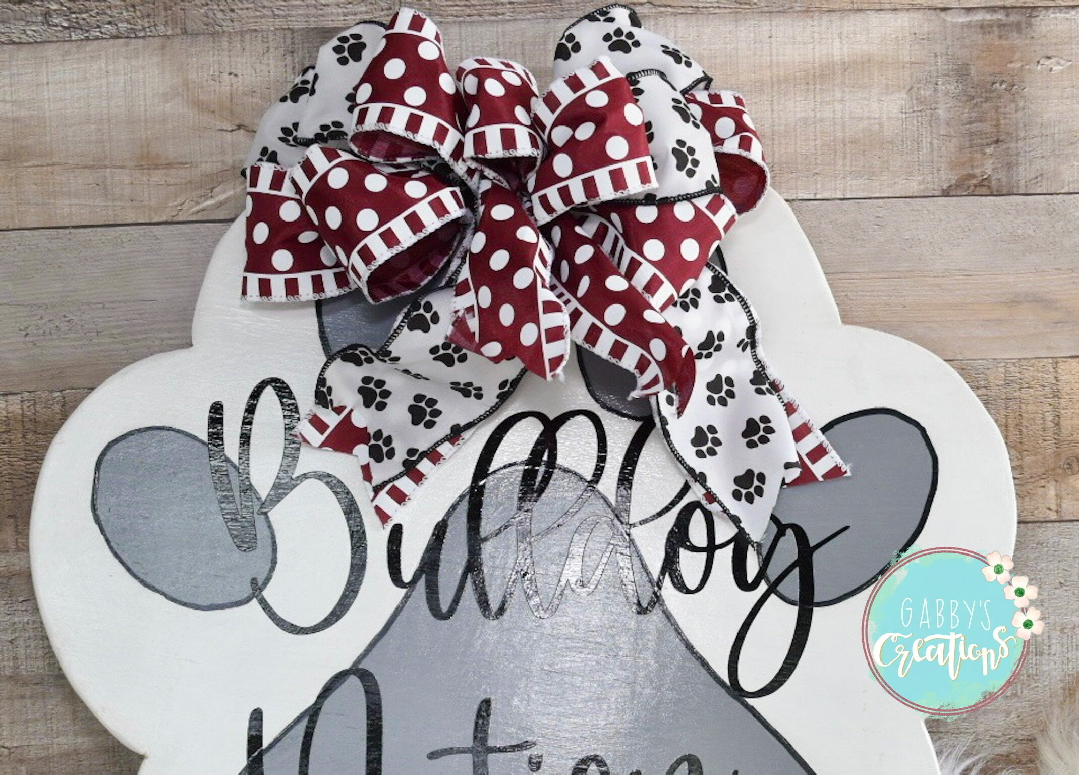 Paw Print Bulldog Door Hanger - Etsy