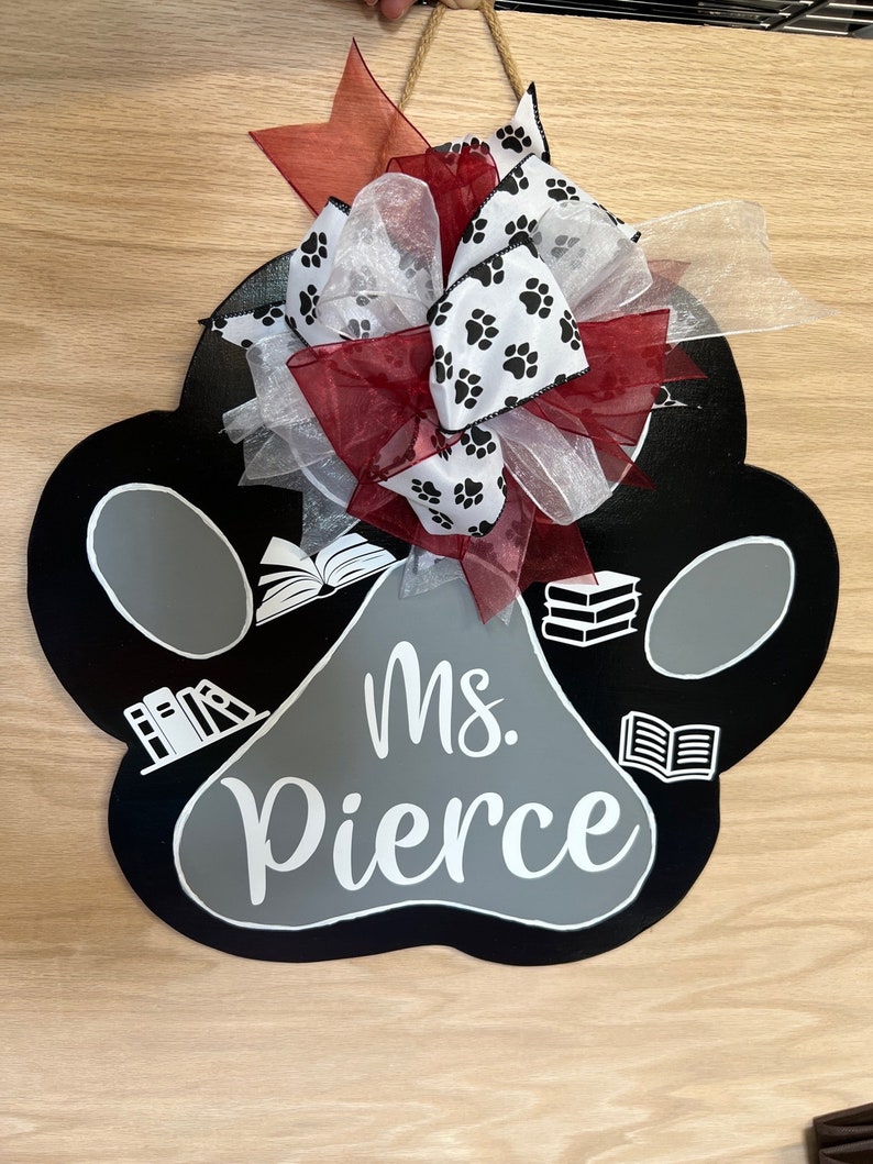 Paw Print Bulldog Door Hanger - Etsy