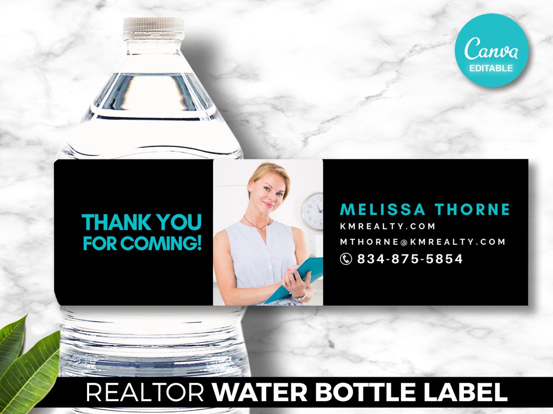 Real Estate Water Bottle Label, Realtor Marketing, Open House, Real ...