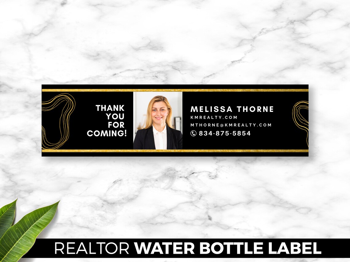 Real Estate Water Bottle Label, Realtor Marketing, Open House, Real ...