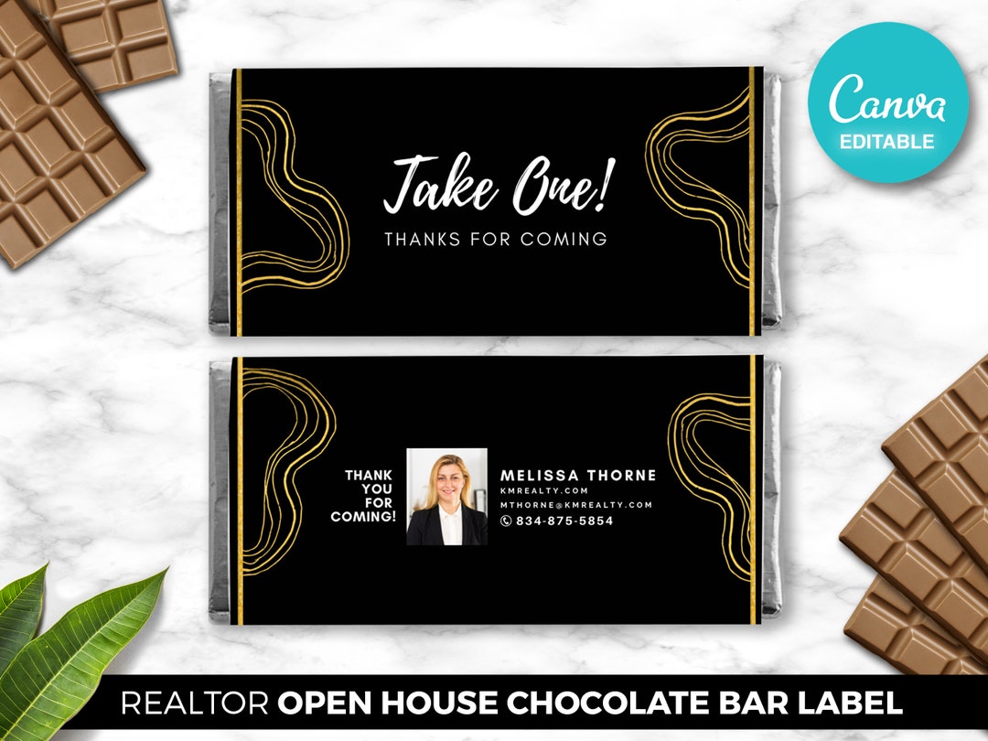 Real Estate Chocolate Bar Label, Open House, Realtor Marketing, Real ...
