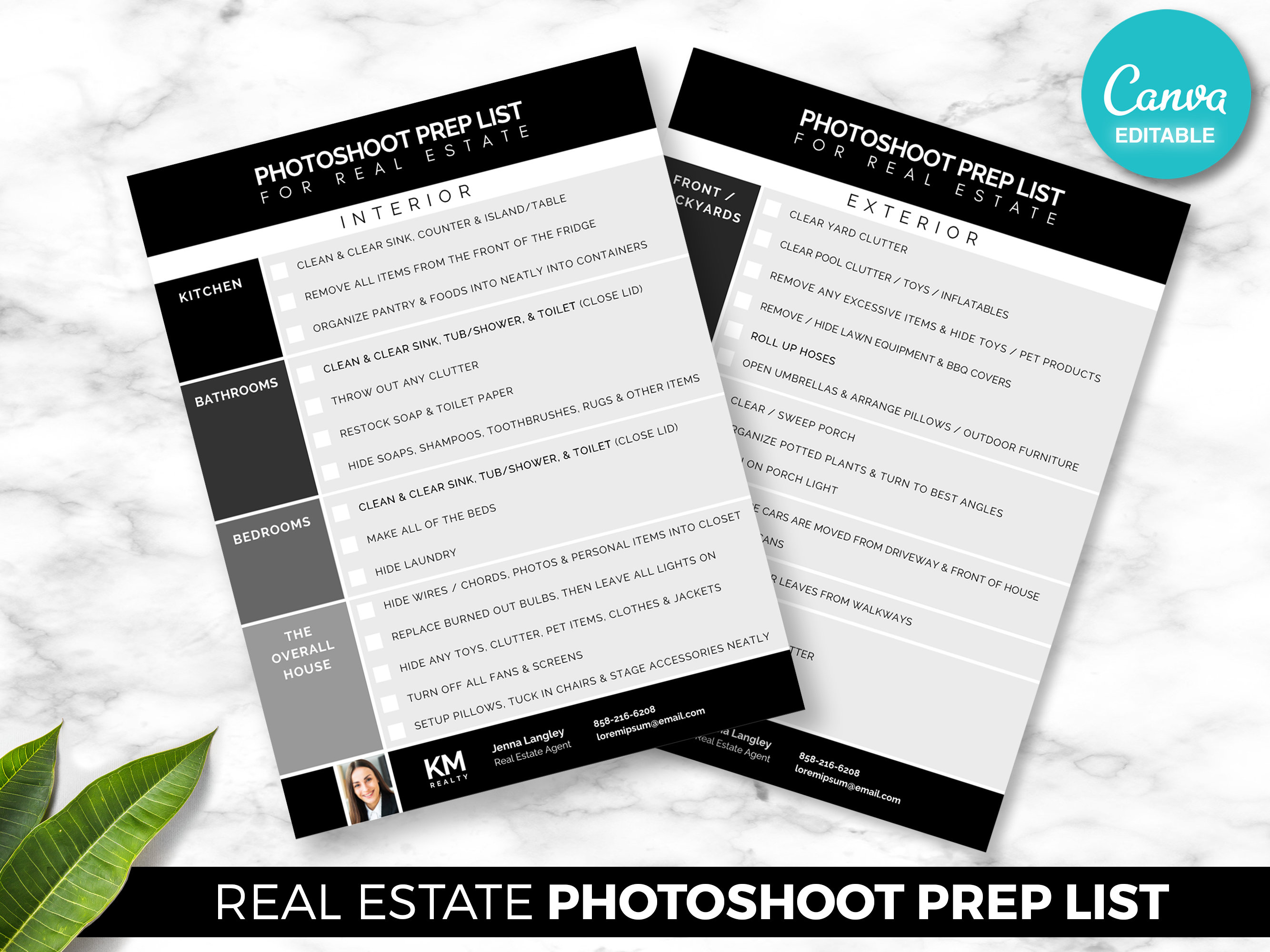 Photoshoot Prep List, 2 Sided, Real Estate Agent, Photography Checklist ...