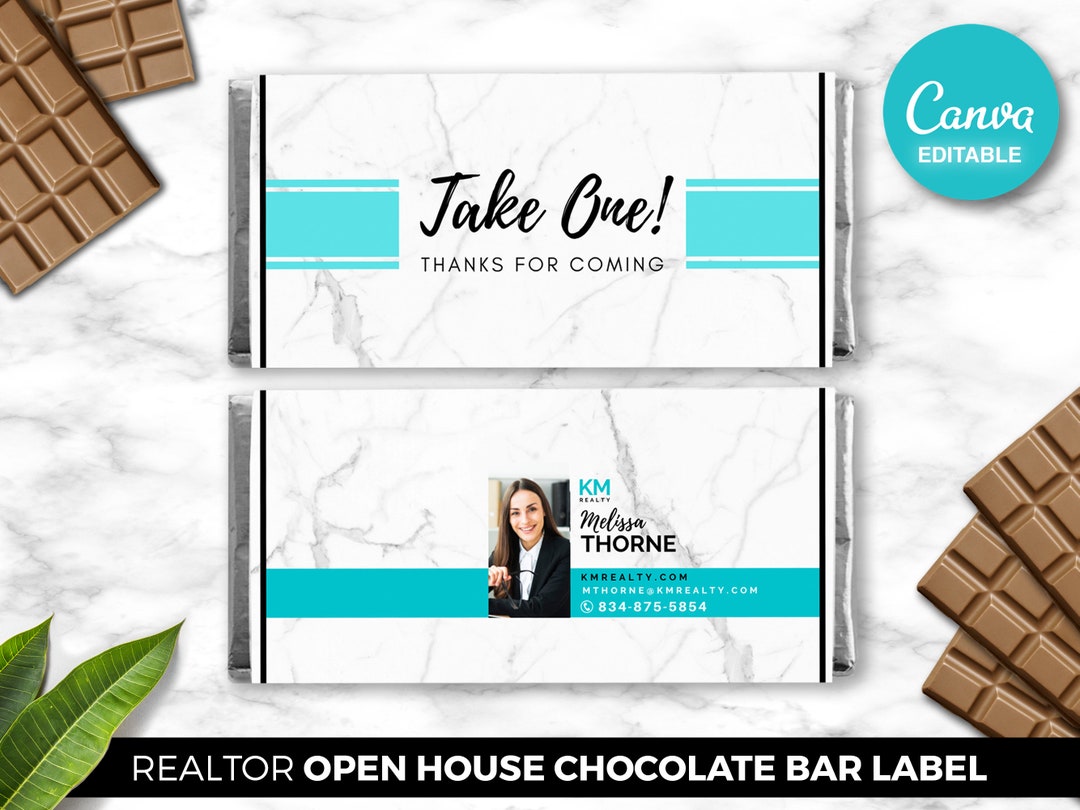 Real Estate Chocolate Bar Label, Open House, Realtor Marketing, Real ...