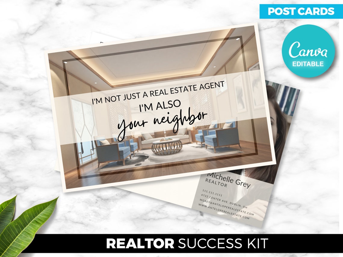 Real Estate Postcard, Your Neighbor, Real Estate Agent, Digital Canva ...