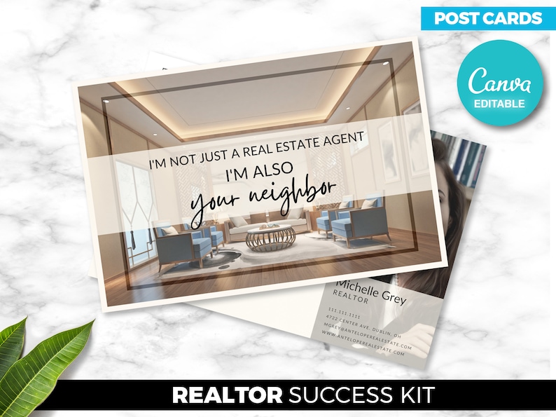 Real Estate Postcard, Your Neighbor, Real Estate Agent, Digital Canva ...