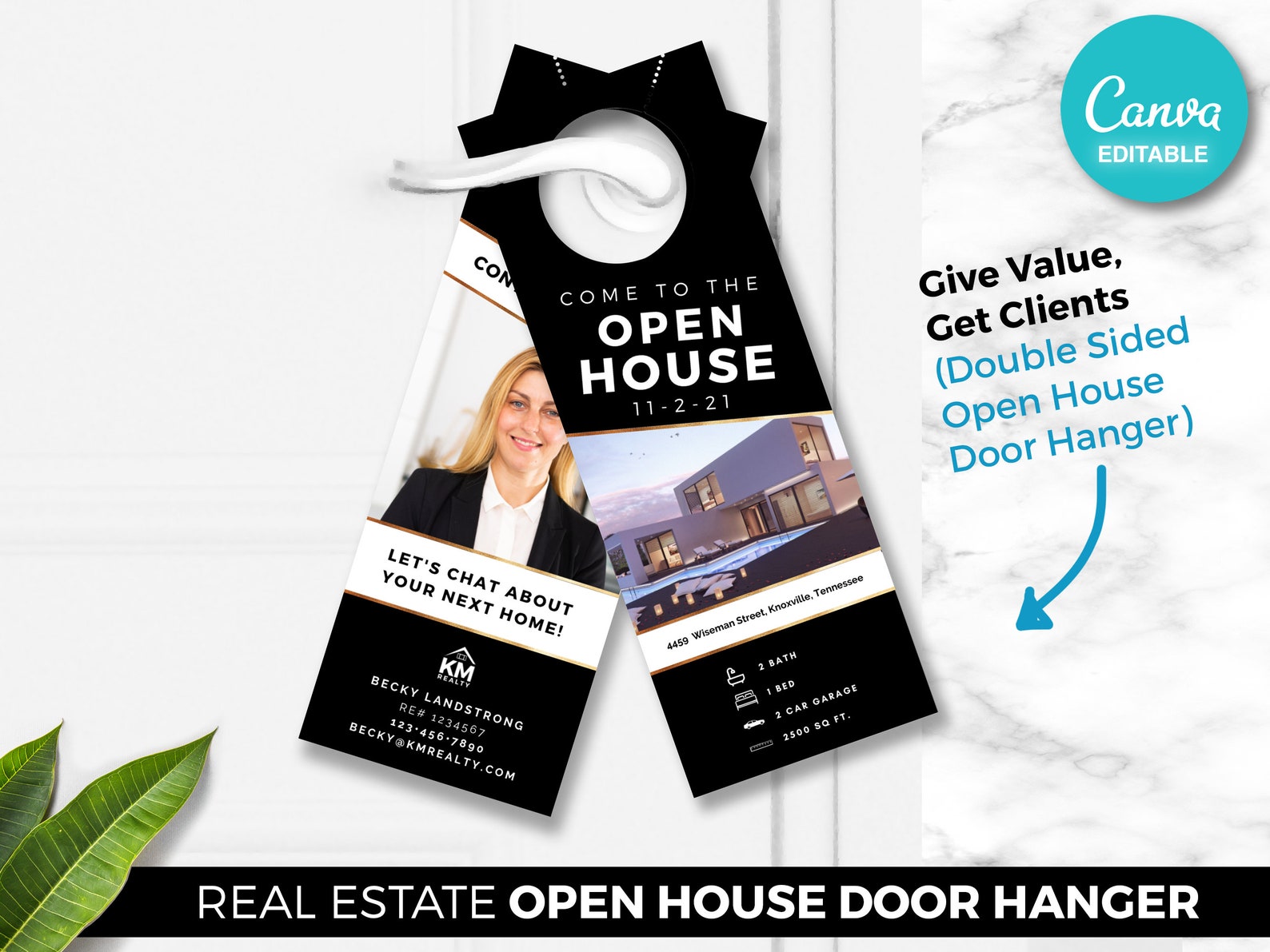 Real Estate Door Hanger, Realtor Door Hanger, Front Door Hanger, Real ...