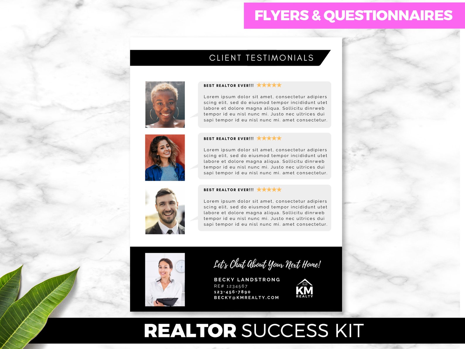 Client Testimonial Flyer, Real Estate Agent, Realtor Reviews, Digital ...