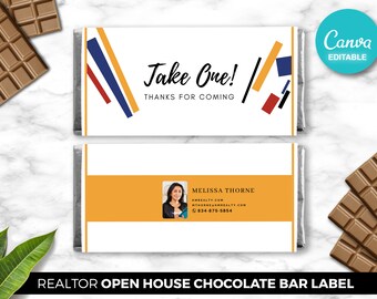 Real Estate Chocolate Bar Label, Open House, Realtor Marketing, Real ...