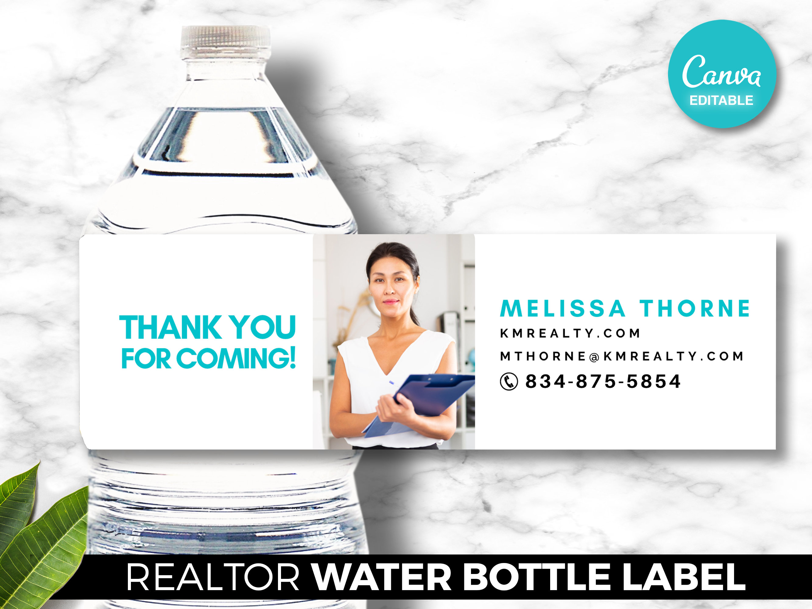 Real Estate Water Bottle Label, Realtor Marketing, Open House, Real ...