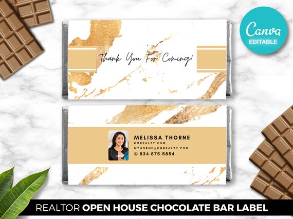 Real Estate Chocolate Bar Label Open House Realtor | Etsy
