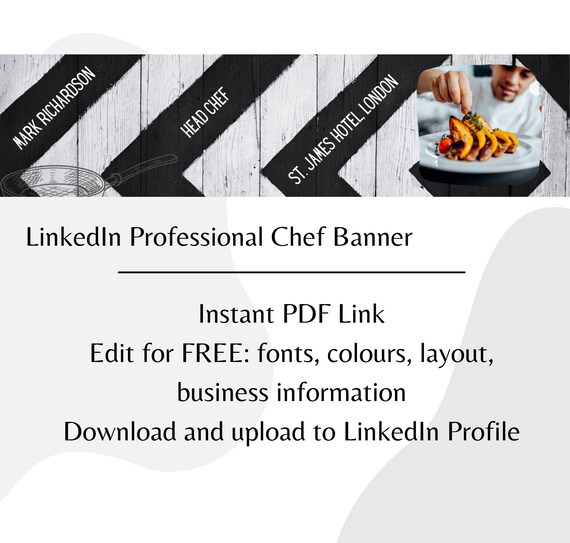 Linkedin Professional Banner Chef Linkedin Profile Instant | Etsy