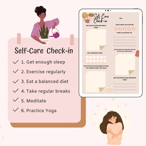 Printable Self-care Check-in Template, Self Care Routine, Daily ...