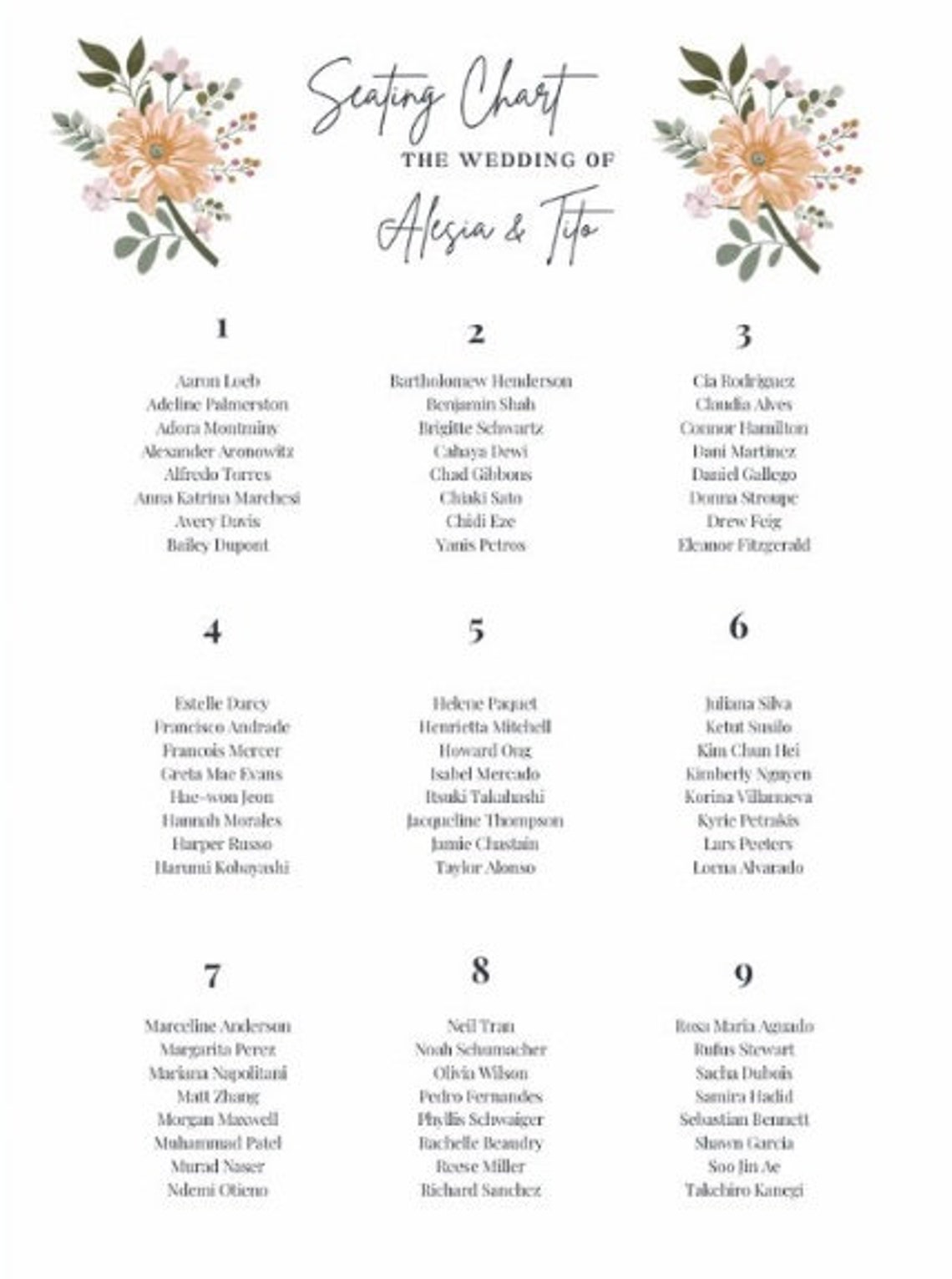 Editable Seating Chart Template - Etsy