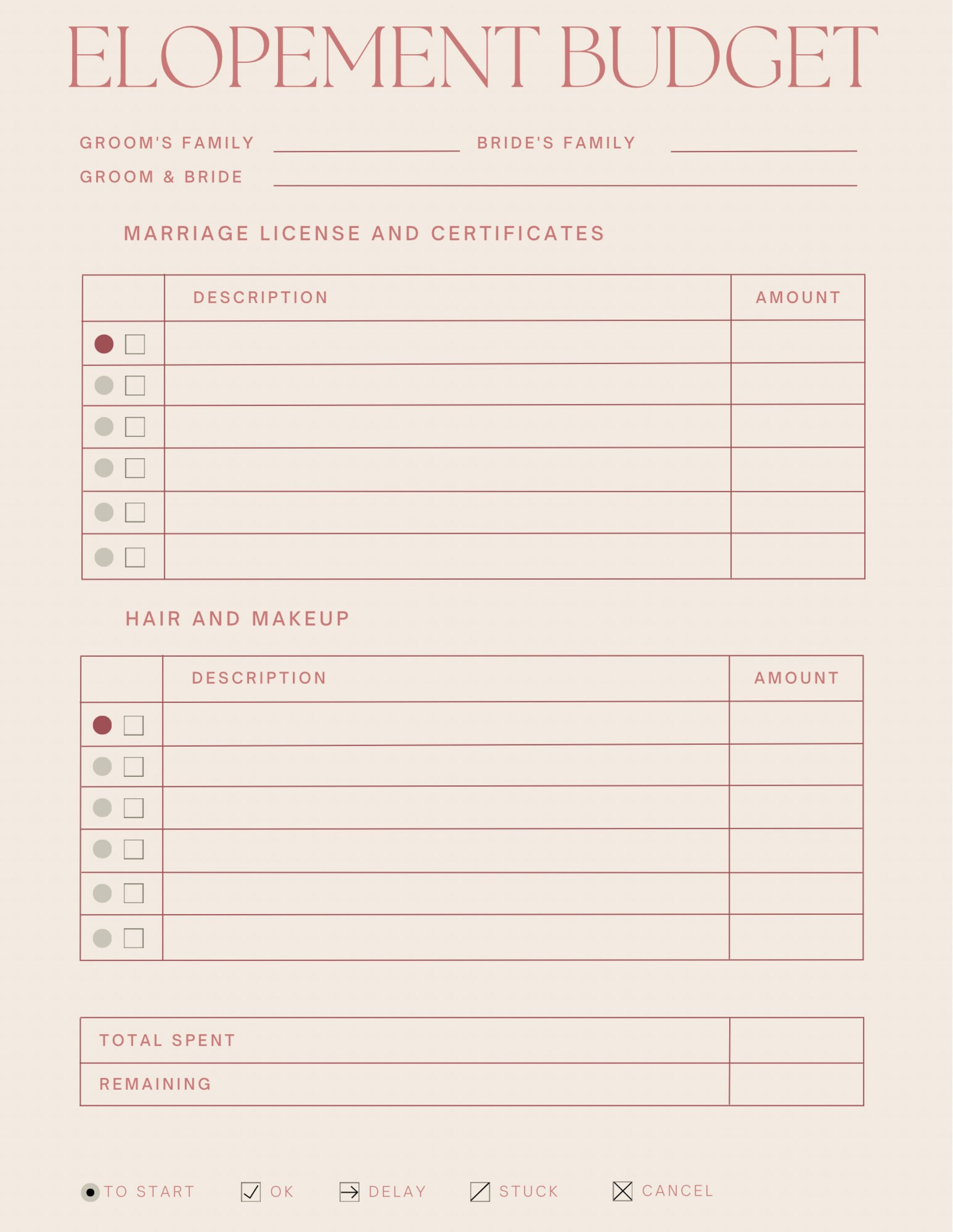 Elopement Budget Expense Tracker - Etsy