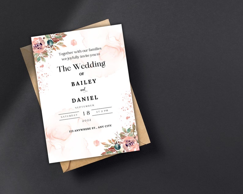 Printable Elegant Wedding Invite Template, Editable Template, Wedding ...